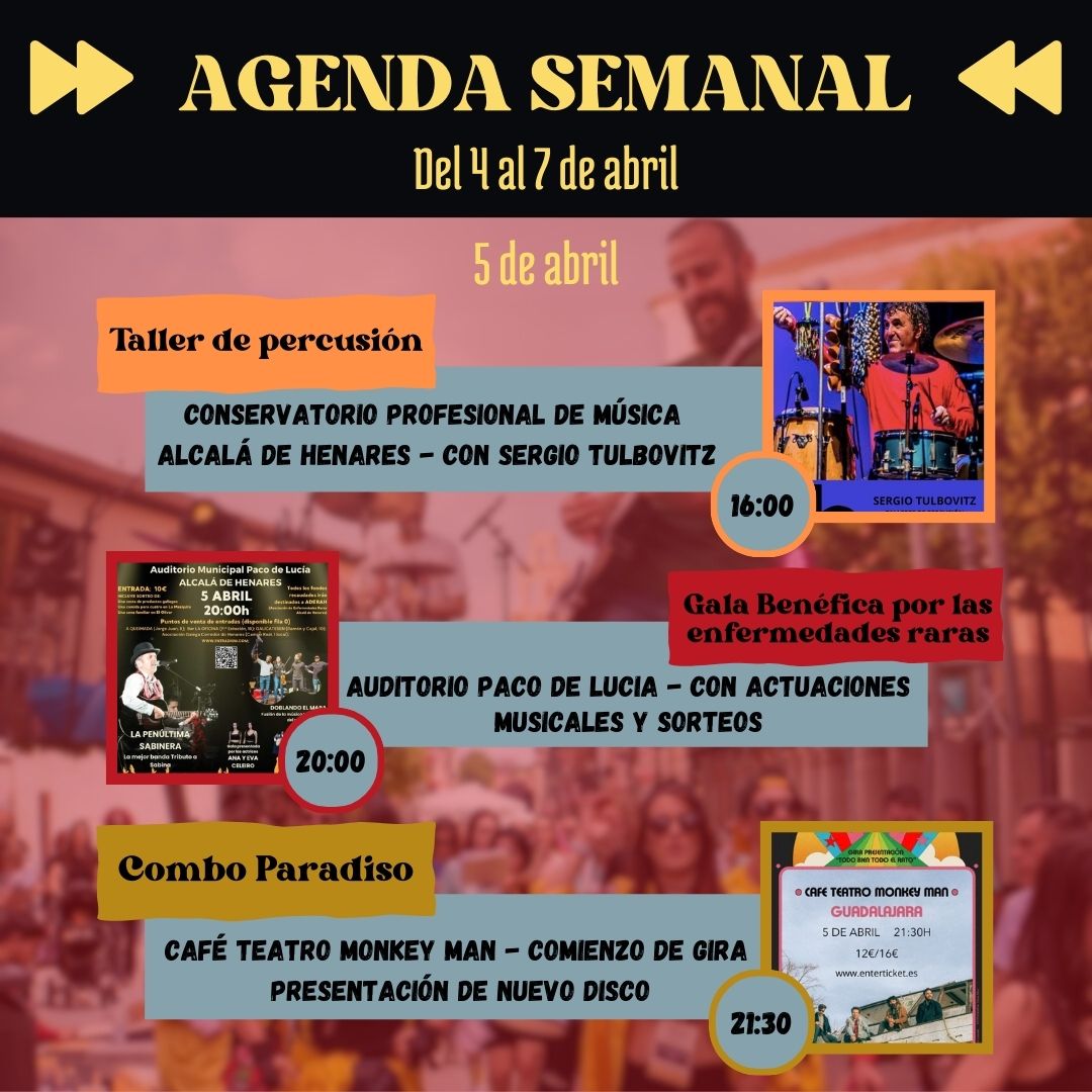 AGENDA MUSICAL DEL 4 AL 7 DE ABRIL | AlcaláEsMúsica